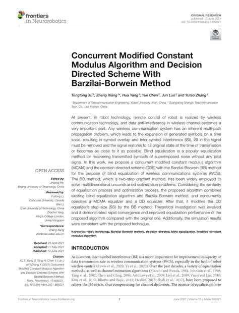 pdf concurrent modified constant modulus algorithm and decision