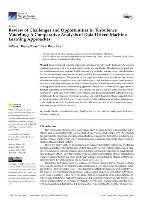 Pdf Review Of Challenges And Opportunities In Turbulence Modeling A Comparative Analysis Of