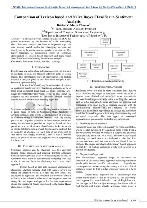 Pdf Comparison Of Lexicon Based And Naïve Bayes Classifier In Sentiment Analysis