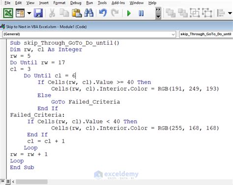 How To Use For Loop Skip To Next Iterations In Excel Vba Exceldemy