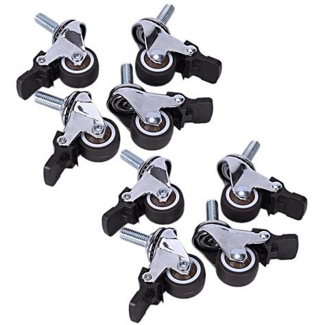 8pcs Mini Small Casters 1inch M8x15mm Tpe Silent W Grandado
