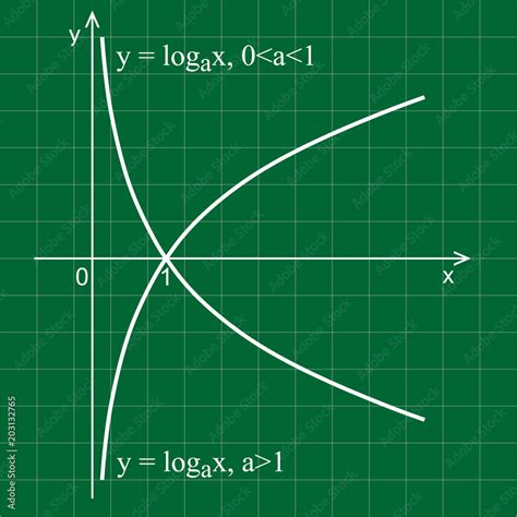 Linear Graph In A Coordinate System Logarithmic Curve Stock Vector