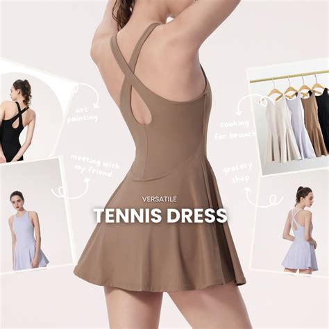 Tennis Dress Lulu Workout Dress With Padded Chest 2 In 1 Active Outfit