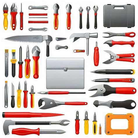 Toolkit Vector Set White Background Isolated A High Premium Ai