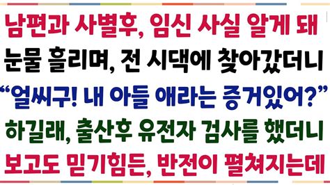 반전신청사연남편과 사별후 임신사실을 알게 돼 눈물흘리며 전 시댁에 찾아갔더니 내 아들 애라는 증거있어 하길래 출산후 유전자 검사했더니 신청사연 사이다썰 사연