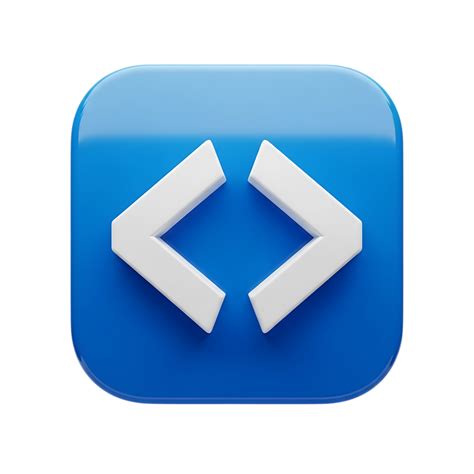 A Blue Square Icon With Two White Angle Brackets Facing Each Other
