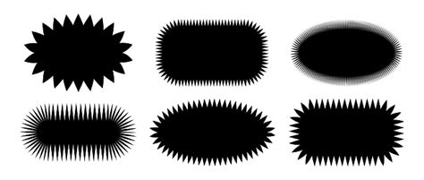 Zig Zag Edge Oval Shape Collection Jagged Elliptic And Curved Elements