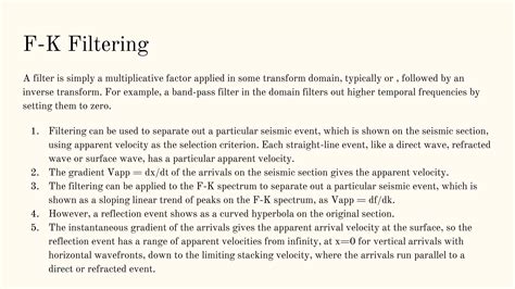 F K Filtering For Seismic Data Processing Ppt