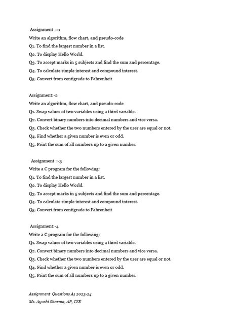 Assignments A1 Pdf Programming Computer Program