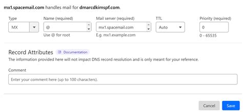 setup spacemail dmarc dns records for domain authentication