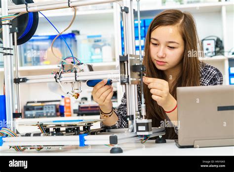 Girl In Robotics Class Research Electronic Device Stock Photo Alamy