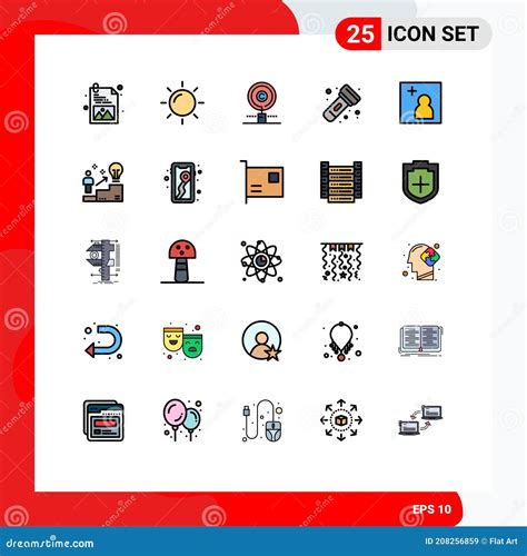 Filled Line Flat Color Pack Of 25 Universal Symbols Of Picture Camera Find Torch Flashlight