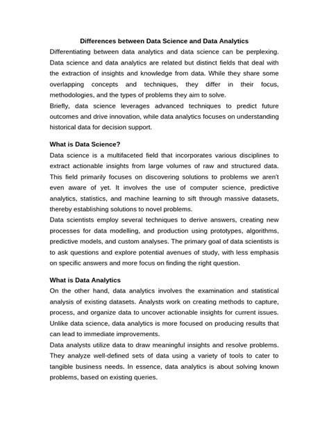 differences between data science and data analytics pdf data