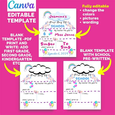 Editable First Day Of School Sign Template Ky Designx