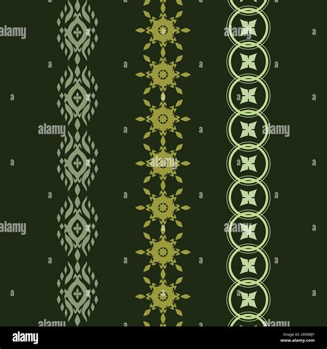 A Set Of Three Different Border Pattern Designs On A Green Background