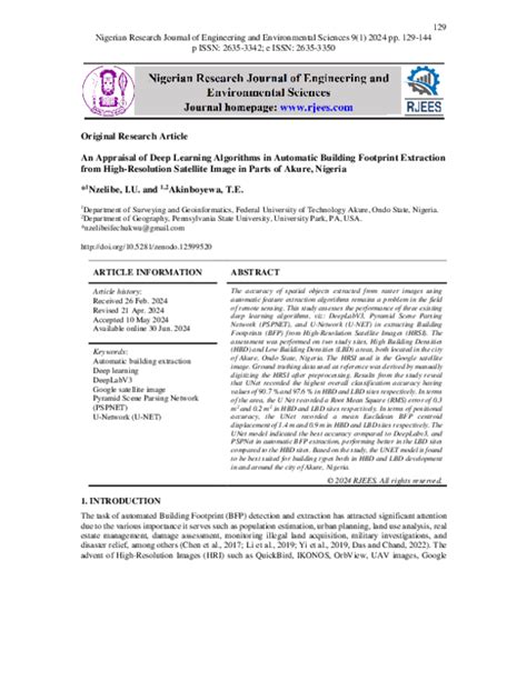 Pdf An Appraisal Of Deep Learning Algorithms In Automatic Building Footprint Extraction From