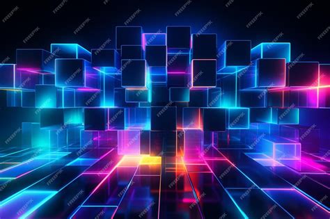 futuristic neon prisms computer background image desktop computer