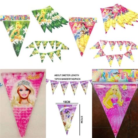 Disney Princess Snow White Banderitas Party Supplies Character Barbie Tinkerbell Flags Shopee
