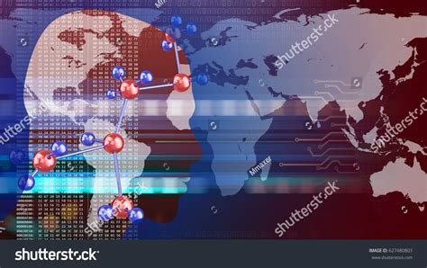 Abstract 3d Red Background Molecular Structure Stock Illustration