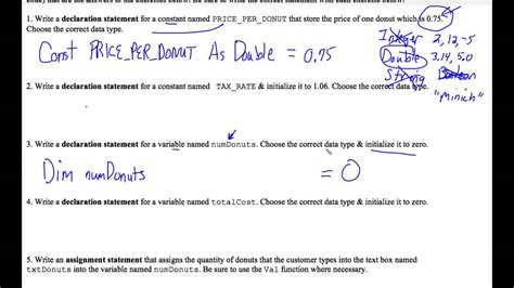 Vb Using Variables Worksheet 1 Youtube