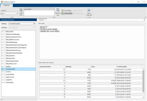 Configure Explore And Import Database Data Matlab Mathworks América Latina