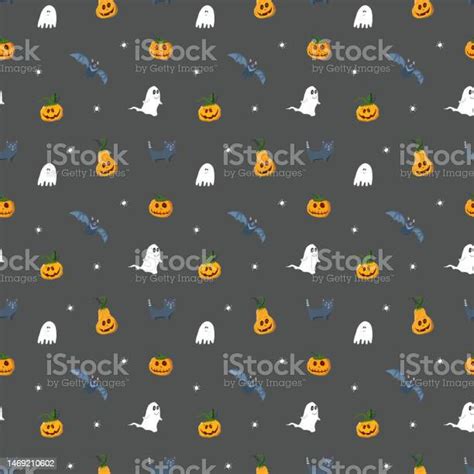 할로윈 완벽 한 패턴 디자인입니다 귀여운 만화 요소 휴일 배경 벡터 일러스트 레이 션 가공의 인물에 대한 스톡 벡터 아트 및 기타 이미지 가공의 인물 거미 거미줄