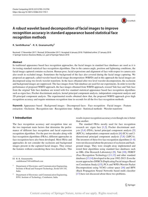 A Robust Wavelet Based Decomposition Of Facial Images To Improve Recognition Accuracy In