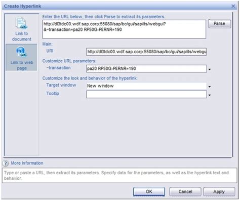 creating a hyperlink from webi to an ecc transacti sap community