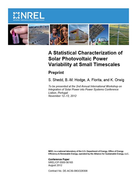 A Statistical Characterization Of Solar Photovoltaic Power Variability At Small Timescales Pdf