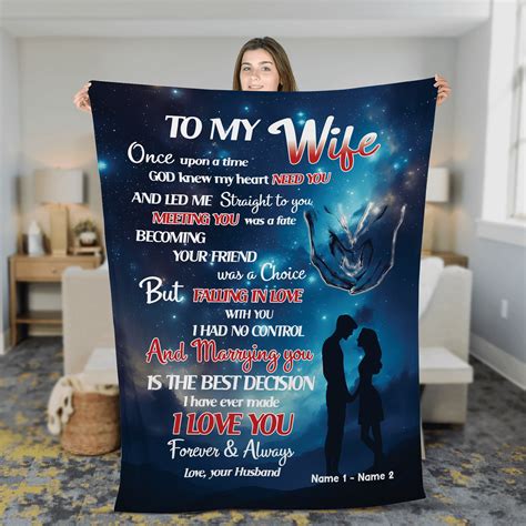 Lotusprinthandmade Custom Name And Text To My Wife Fleece Blanket 2