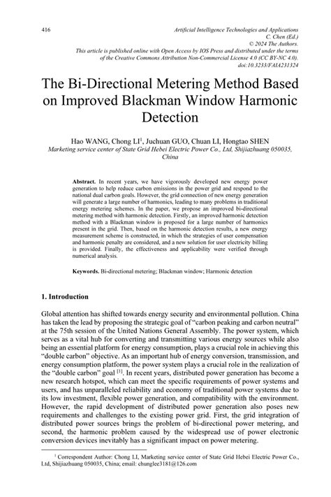 pdf the bi directional metering method based on improved blackman