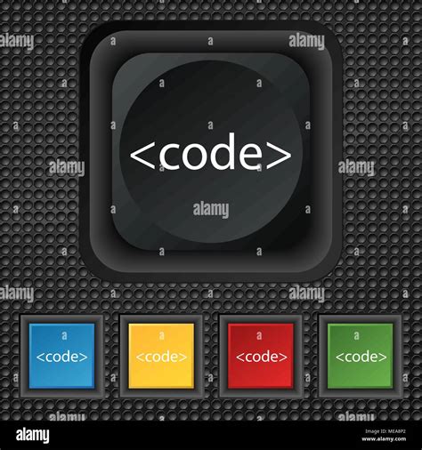 Code Sign Icon Programming Language Symbol Set Of Colored Buttons