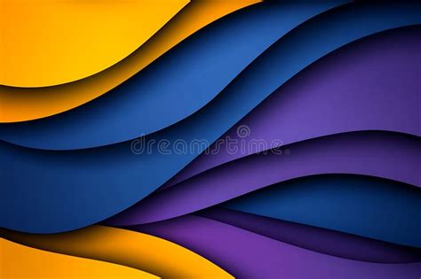 Abstract Blue Purple And Yellow Wave Layers Background Design Stock