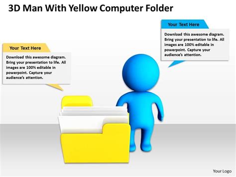 D Man With Yellow Computer Folder Ppt Graphics Icons PowerPoint Presentation Sample Example