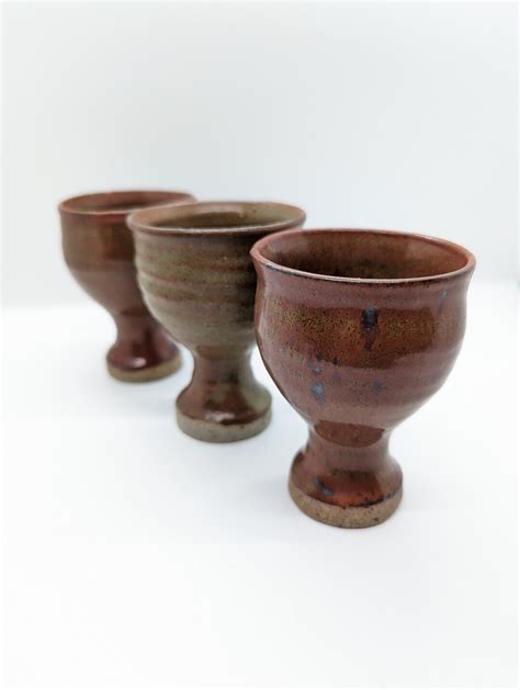 Set Of 3 Robin Hopper Pottery Wine Glasses Hopper Pottery Etsy