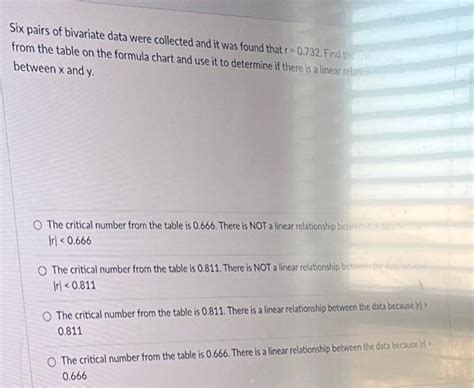 solved six pairs of bivariate data were collected and it was