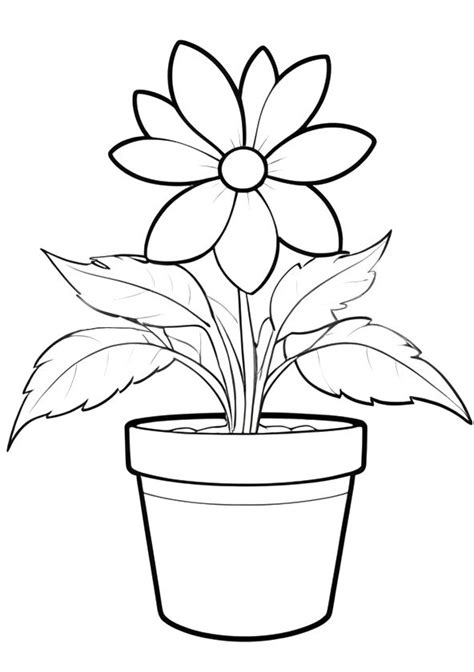 Раскраски для детей Цветок в горшке