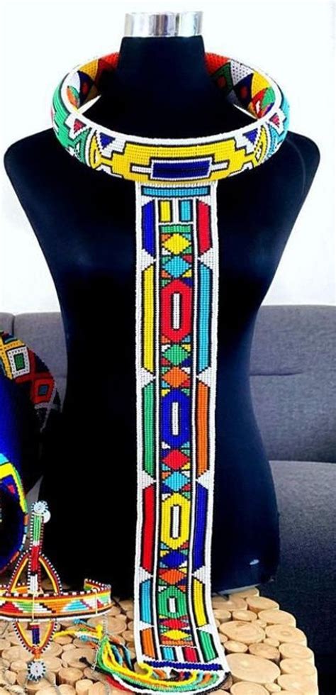 Lange Kralen Ndebele Wiel Ketting Ndebele Hoop Ndebele Halsring Met