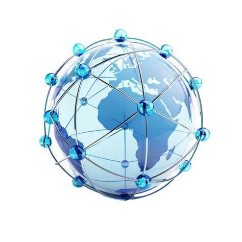 Blue Globe With Connected Dots Ai Generative 47444318 Png