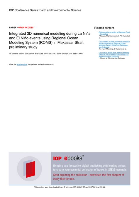 Pdf Integrated 3d Numerical Modeling During La Niña And El Niño