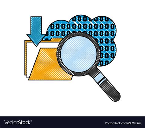 Cloud Storage Binary Folder File Searching Data Vector Image