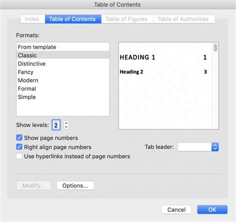 how to make a table of contents in word tck publishing