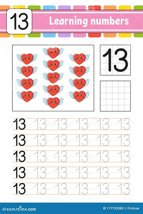 Number 13 Trace And Write Handwriting Practice Learning Numbers For