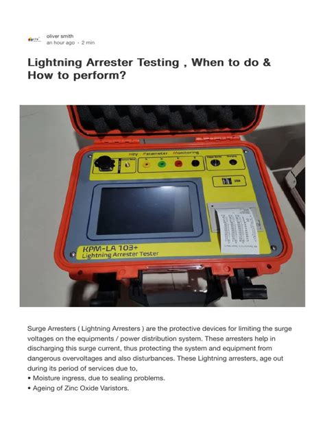 Lightning Arrester Testing When To Do And How To Perform Pdf