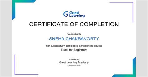 Completed A Beginner Level Excel Course Sneha Chakravorty Posted On