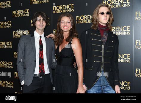 Model Paulina Porizkova Poses With Her Sons Jonathan Ocasek Left And