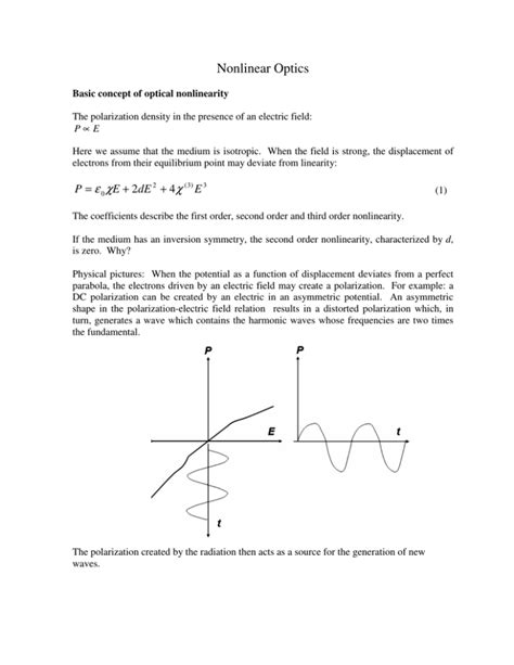 Nonlinear Optics Concepts Equations And Wave Mixing