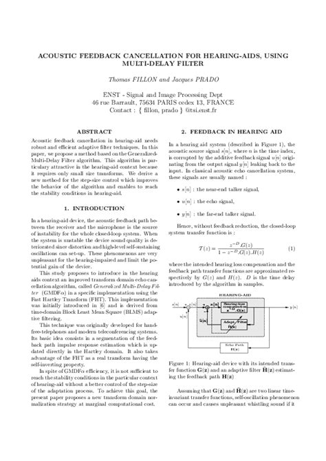 pdf acoustic feedback cancellation for hearing aids using multi