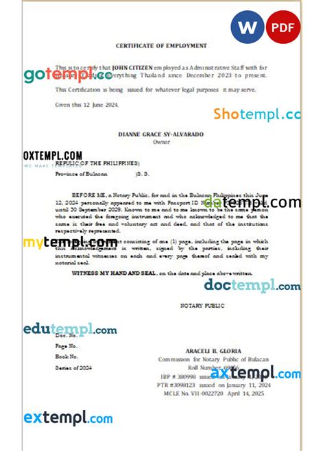 Philippines Trading Everything Thailand Certificate Of Employment Word