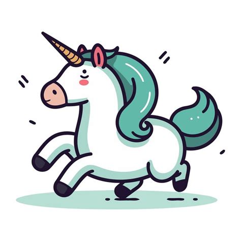 Premium Vector Unicorn Running Vector Illustration Cute Cartoon